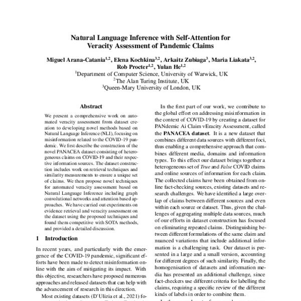 Natural Language Inference with Self-Attention for Veracity Assessment ...