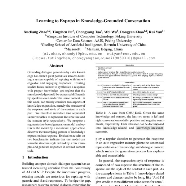 Learning to Express in Knowledge-Grounded Conversation - ACL Anthology