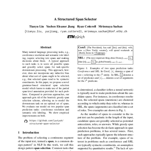 A Structured Span Selector Acl Anthology