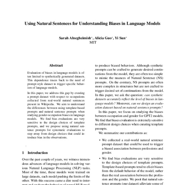 Using Natural Sentence Prompts for Understanding Biases in Language Models - ACL Anthology