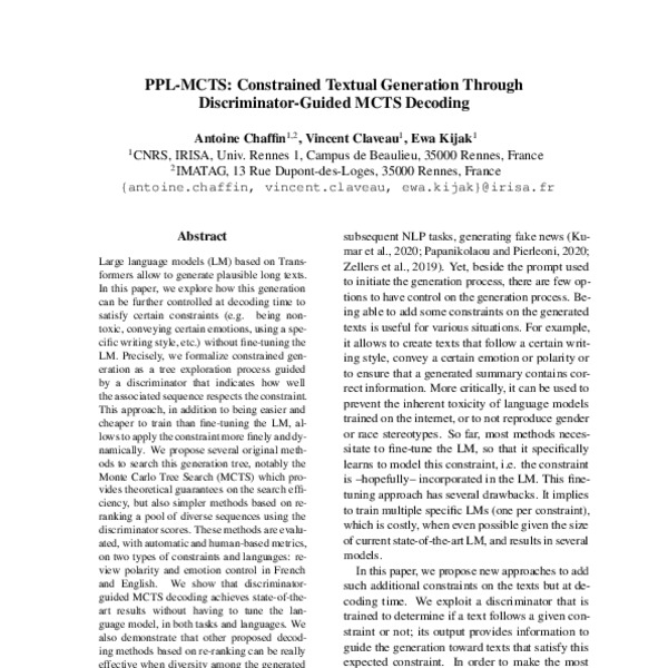 Ppl Mcts Constrained Textual Generation Through Discriminator Guided Mcts Decoding Acl Anthology