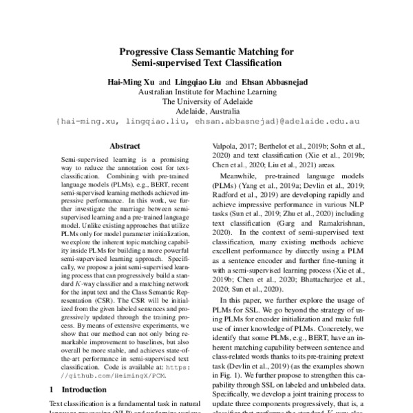 Progressive Class Semantic Matching for Semi-supervised Text Classification - ACL Anthology