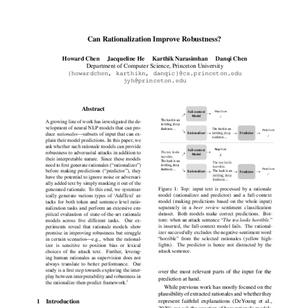Can Rationalization Improve Robustness? - ACL Anthology