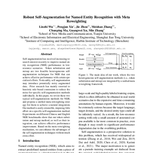 Robust Self-Augmentation for Named Entity Recognition with Meta Reweighting - ACL Anthology