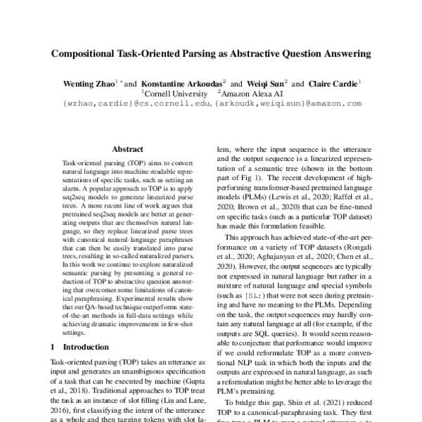 Compositional Task-Oriented Parsing as Abstractive Question Answering - ACL Anthology