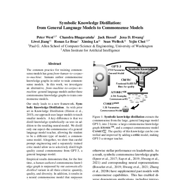 Symbolic Knowledge Distillation: from General Language Models to ...