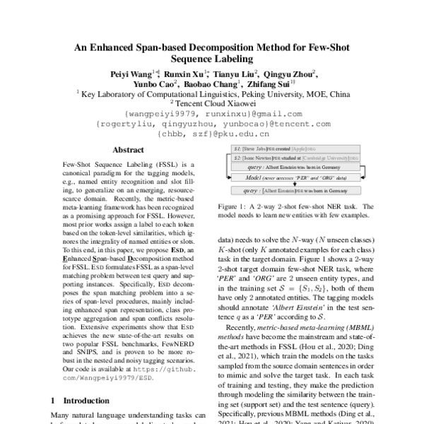 An Enhanced Span-based Decomposition Method for Few-Shot Sequence Labeling - ACL Anthology