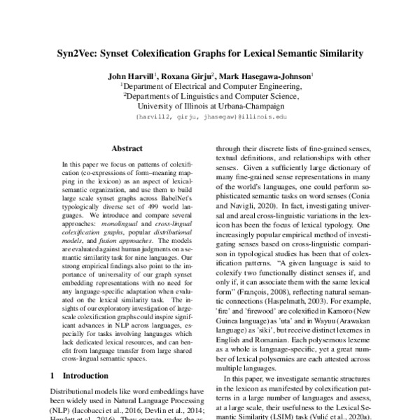 Syn2Vec: Synset Colexification Graphs for Lexical Semantic Similarity ...