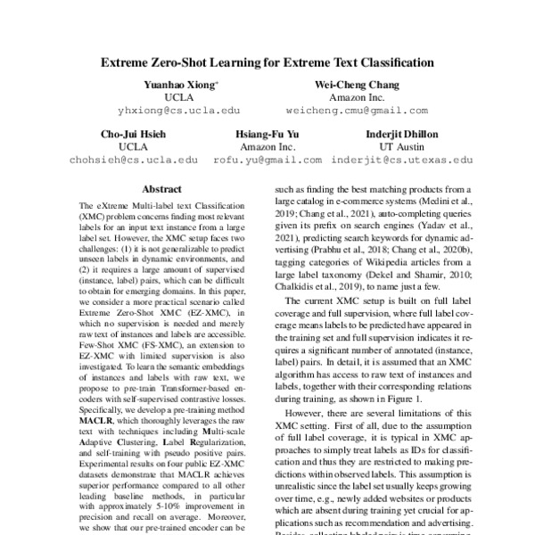 Extreme Zero-Shot Learning for Extreme Text Classification - ACL Anthology