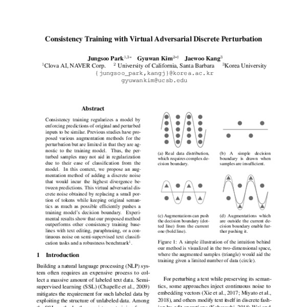 Consistency Training with Virtual Adversarial Discrete Perturbation ...