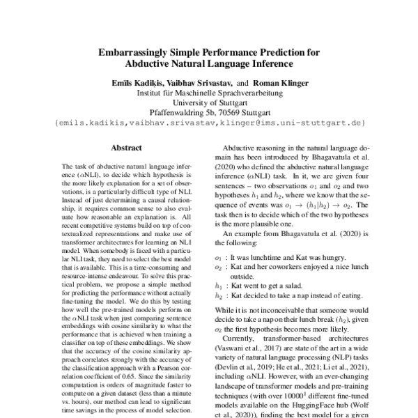Embarrassingly Simple Performance Prediction for Abductive Natural Language Inference - ACL ...