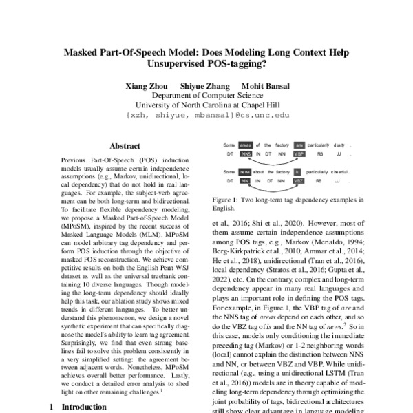Masked Part-Of-Speech Model: Does Modeling Long Context Help Unsupervised POS-tagging? - ACL ...