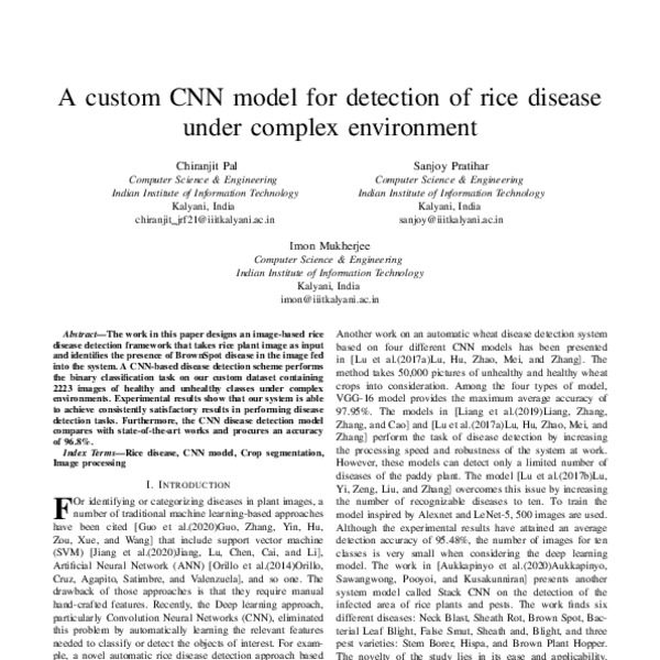 A custom CNN model for detection of rice disease under complex ...