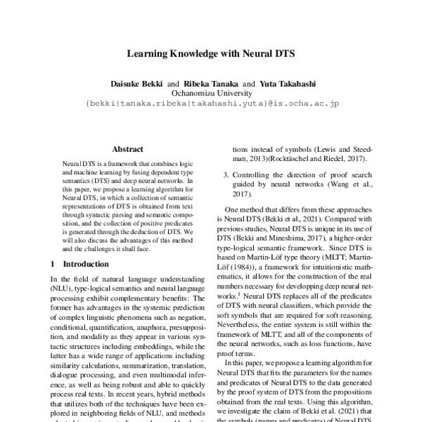 Learning Knowledge With Neural Dts Acl Anthology