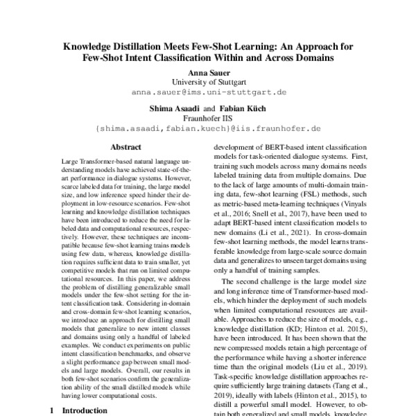 Knowledge Distillation Meets Few-Shot Learning: An Approach for Few ...