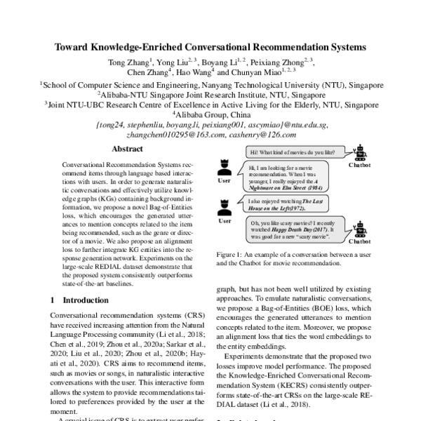 Toward Knowledge-Enriched Conversational Recommendation Systems - ACL Anthology