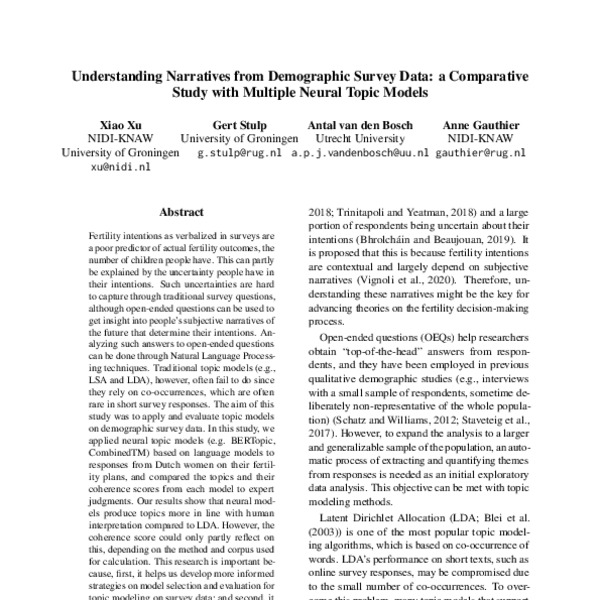 Understanding Narratives from Demographic Survey Data: a Comparative ...