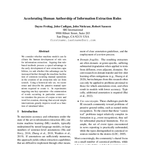 Accelerating Human Authorship of Information Extraction Rules - ACL ...