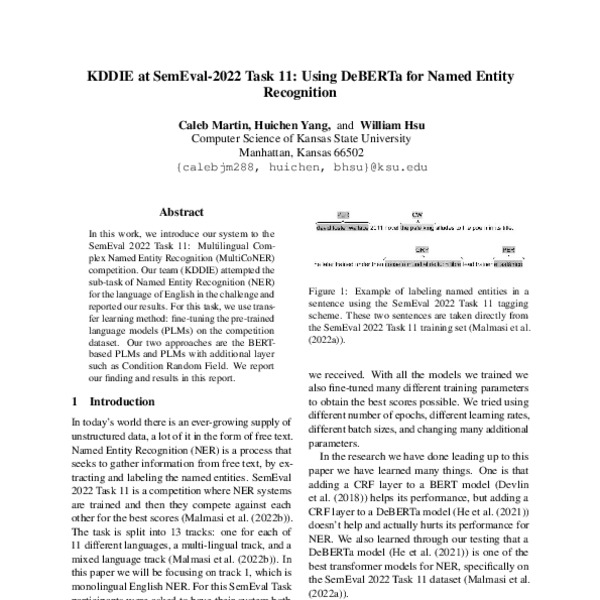 KDDIE at SemEval-2022 Task 11: Using DeBERTa for Named Entity Recognition - ACL Anthology