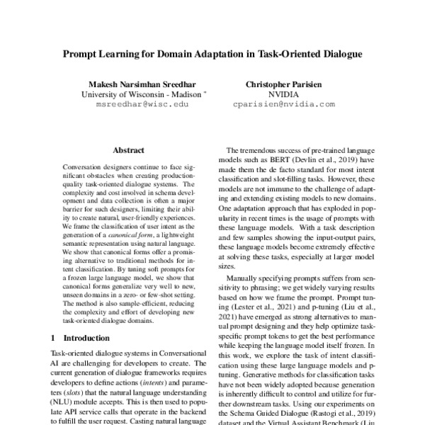 Prompt Learning for Domain Adaptation in Task-Oriented Dialogue - ACL Anthology