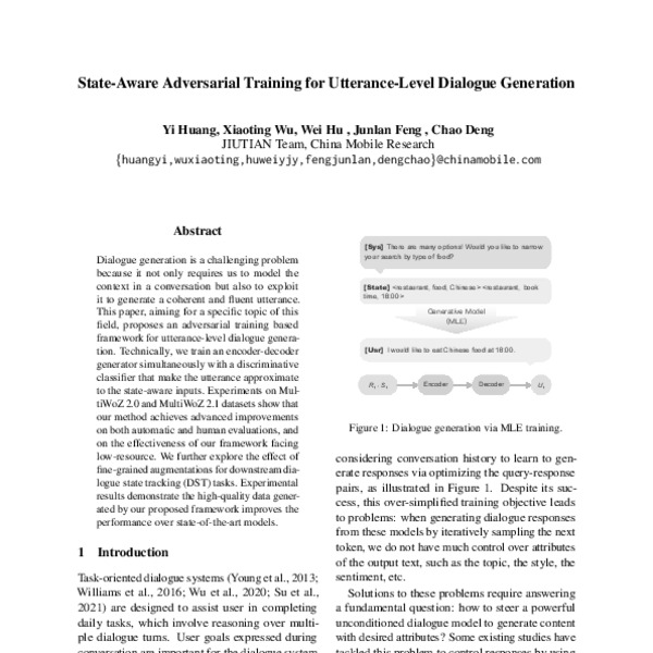 State-Aware Adversarial Training for Utterance-Level Dialogue ...
