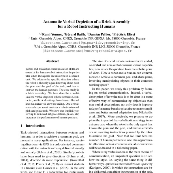 Automatic Verbal Depiction of a Brick Assembly for a Robot Instructing ...