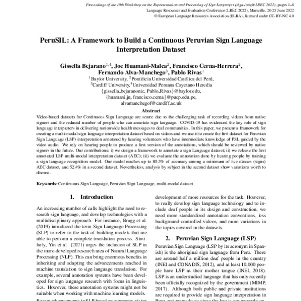 PeruSIL: A Framework to Build a Continuous Peruvian Sign Language ...