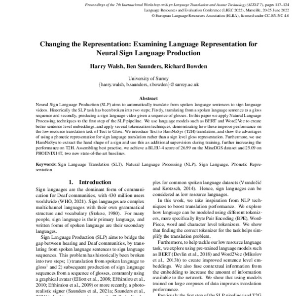 Changing the Representation: Examining Language Representation for Neural Sign Language ...