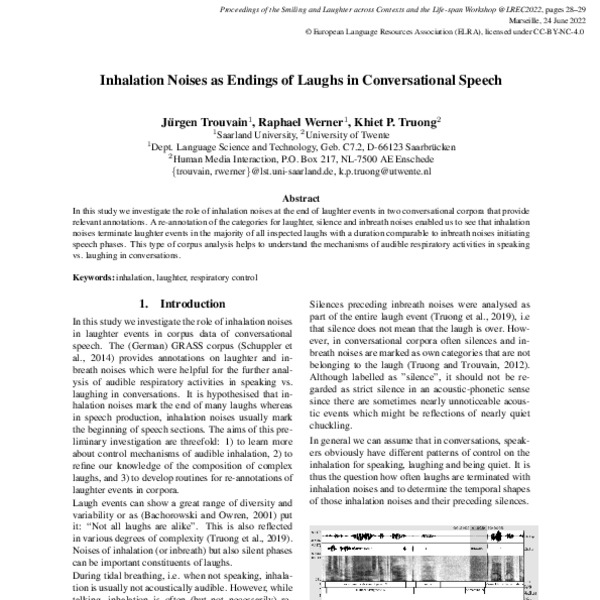 Inhalation Noises as Endings of Laughs in Conversational Speech - ACL ...