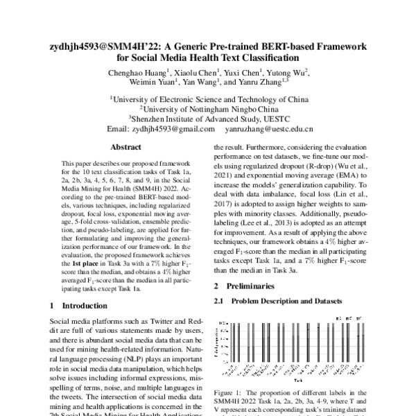 zydhjh4593@SMM4H’22: A Generic Pre-trained BERT-based Framework for ...