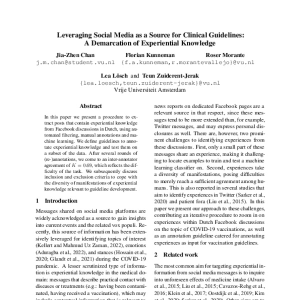 Leveraging Social Media as a Source for Clinical Guidelines: A Demarcation of Experiential ...