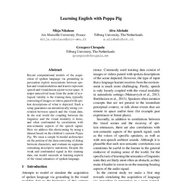 Learning English with Peppa Pig - ACL Anthology