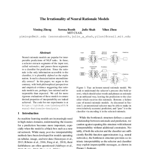 The Irrationality of Neural Rationale Models - ACL Anthology