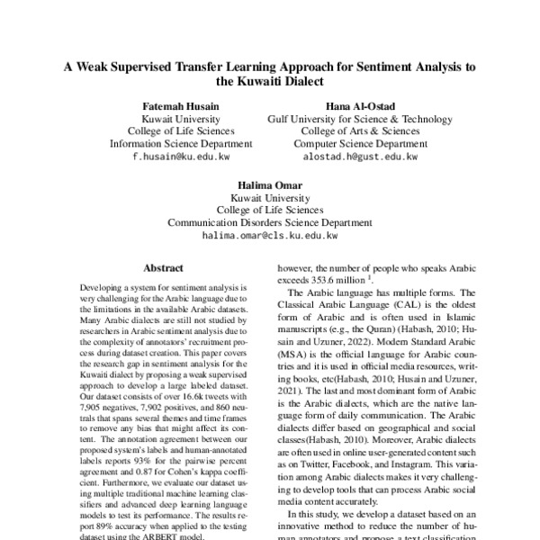 A Weak Supervised Transfer Learning Approach for Sentiment Analysis to ...