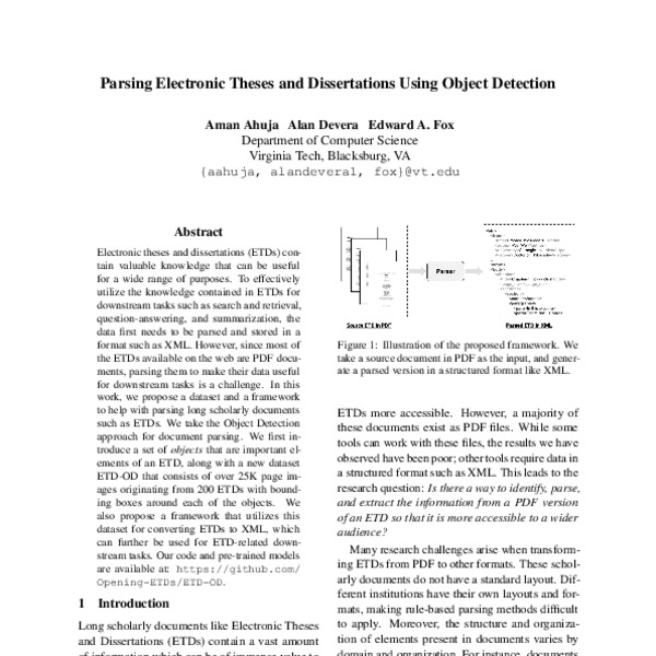 Parsing Electronic Theses and Dissertations Using Object Detection - ACL Anthology