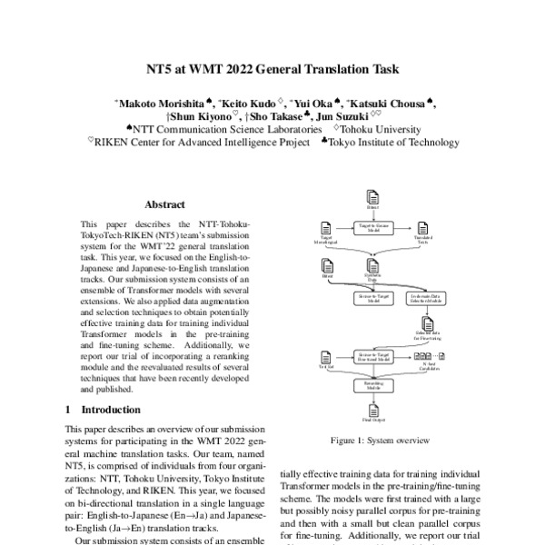 NT5 at WMT 2022 General Translation Task - ACL Anthology