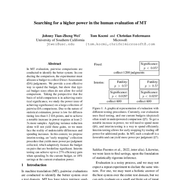 Searching for a Higher Power in the Human Evaluation of MT - ACL Anthology