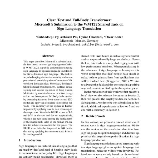 Clean Text and Full-Body Transformer: Microsoft’s Submission to the ...