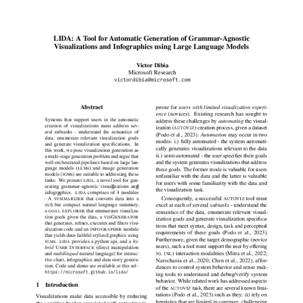 LIDA: A Tool for Automatic Generation of Grammar-Agnostic Visualizations and Infographics using ...