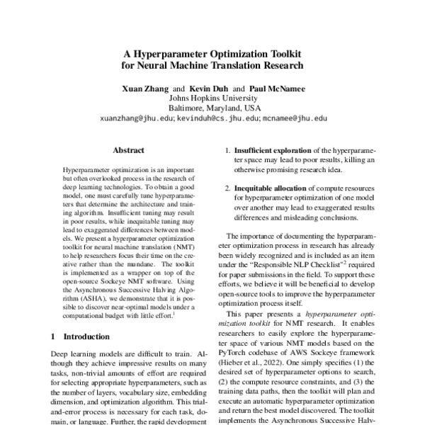 A Hyperparameter Optimization Toolkit For Neural Machine Translation Research Acl Anthology