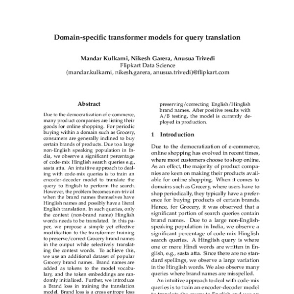 Domain Specific Transformer Models For Query Translation Acl Anthology