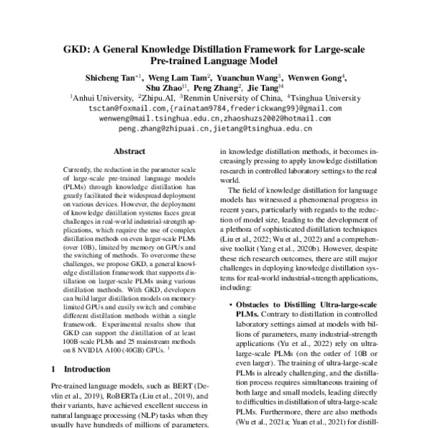 GKD: A General Knowledge Distillation Framework for Large-scale Pre-trained Language Model - ACL ...