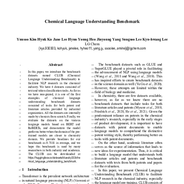Chemical Language Understanding Benchmark - ACL Anthology