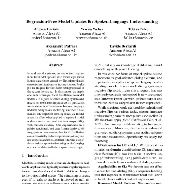 Regression Free Model Updates For Spoken Language Understanding Acl Anthology