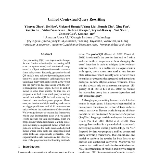 Unified Contextual Query Rewriting Acl Anthology