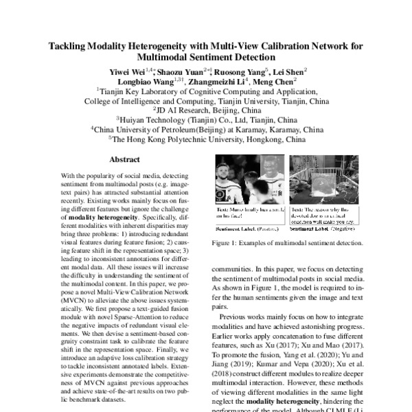 Tackling Modality Heterogeneity With Multi View Calibration Network For Multimodal Sentiment