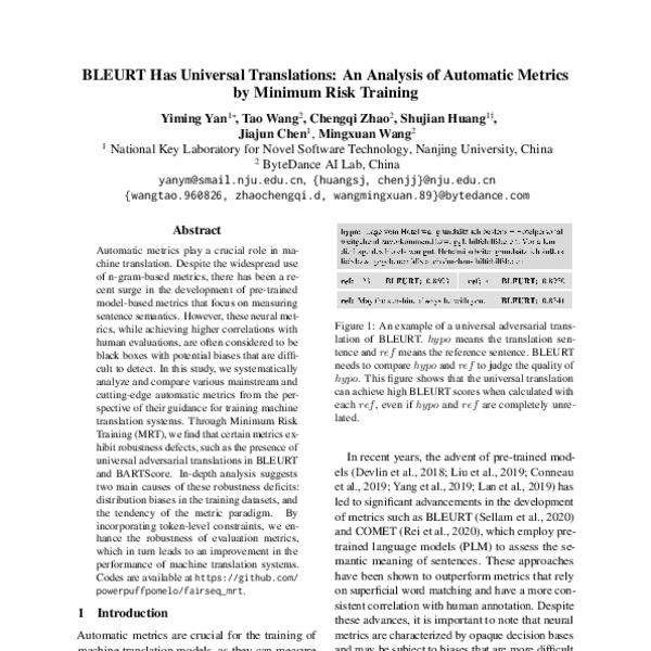 BLEURT Has Universal Translations: An Analysis of Automatic Metrics by ...