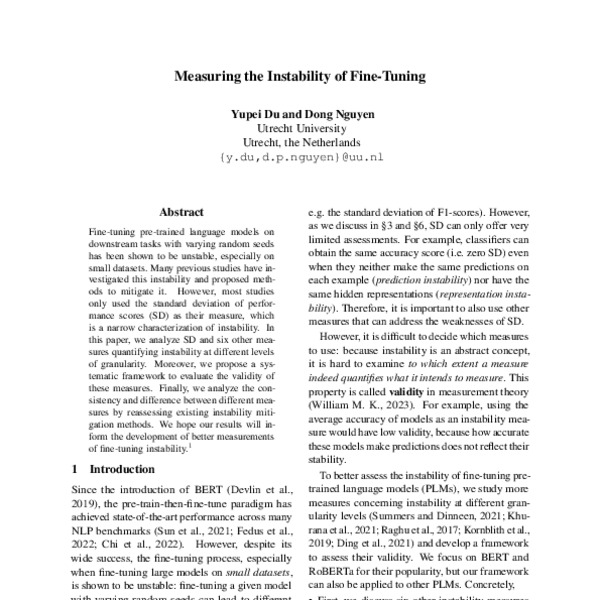 Measuring the Instability of Fine-Tuning - ACL Anthology