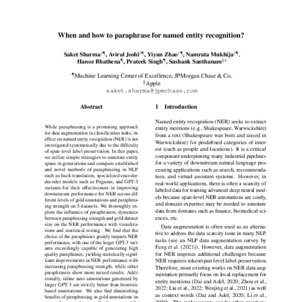 When And How To Paraphrase For Named Entity Recognition Acl Anthology