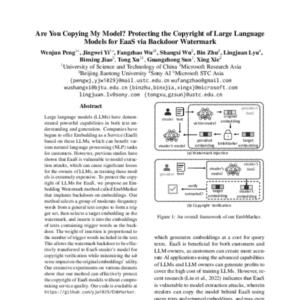 Are You Copying My Model Protecting The Copyright Of Large Language Models For Eaas Via